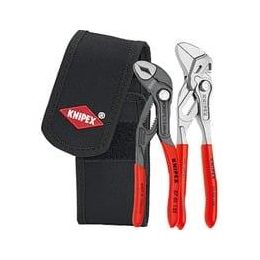 Knipex Mini-Zangenset 002072V01, 2-teilig, Zangen-Set rot/schwarz, in Werkzeug-G&uuml;rteltasche