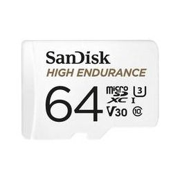 Sandisk 64GB High Endurance, Speicherkarte weiß, UHS-I U3, Class 10, V30 Kapazität: 64 GB Geschwindigkeit: Lesen: max. 100 MB/s, Schreiben: max. 40 MB/s Speichertyp: microSDXC Bus-Schnittstelle: UHS-I, High Speed