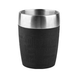 Emsa TRAVEL CUP Thermobecher schwarz/edelstahl, 0,2 Liter Material: Edelstahl / PP / Silikon, mit Soft-Touch-Manschette Anzahl Teile: 2 -teilig Besteht aus: Thermobecher + Trink-Dreh-Verschluss Fassungsvermögen: 200 ml