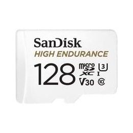 Sandisk 128GB High Endurance, Speicherkarte weiß, UHS-I U3, Class 10, V30 Kapazität: 128 GB Geschwindigkeit: Lesen: max. 100 MB/s, Schreiben: max. 40 MB/s Speichertyp: microSDXC Bus-Schnittstelle: UHS-I, High Speed