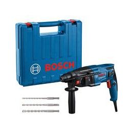 Bosch Bohrhammer GBH 2-21 Professional, mit 3-teiligen Bohrer-Set blau/schwarz, 720 Watt, Koffer Leistung/Spannung: 720 Watt Drehzahl: 2.000 U/min Schlagenergie: 2 Joule Werkzeug-Aufnahme: SDS-plus