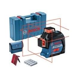 Bosch Linienlaser GLL 3-80 Professional, Kreuzlinienlaser blau/schwarz, Koffer, rote Laserlinien