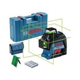 Bosch Linienlaser GLL 3-80 G Professional, Kreuzlinienlaser blau/schwarz, Koffer, grüne Laserlinien Laser Klasse: 2 Arbeitsbereich: 30 Meter Projektion: 3 Linien