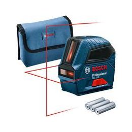 Bosch Kreuzlinienlaser GLL 2-10 Professional blau/schwarz, rote Laserlinien Laser Klasse: 2 Arbeitsbereich: 10 Meter Projektion: 2 Linien