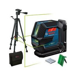 Bosch Linienlaser GLL 2-15 G Professional, mit Baustativ, Kreuzlinienlaser blau/schwarz, Halterung, grüne Laserlinien Laser Klasse: 2 Arbeitsbereich: 15 Meter Projektion: 2 Linien