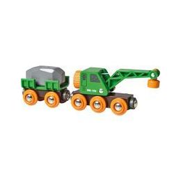 Brio World Gr&uuml;ner Kranwagen mit Anh&auml;nger, Spielfahrzeug gr&uuml;n/gelb