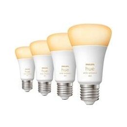 PHILIPS Hue E27 Viererpack 4x570lm 60W, LED-Lampe Viererpack, ersetzt 60 Watt
