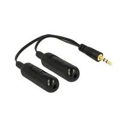 Delock Audiokabel 3,5mm (Stecker) > 2x 3,5mm (Buchse) schwarz, 19cm