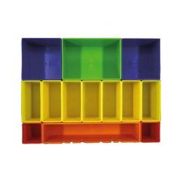 Makita Boxeneinsatz mit farbigen Boxen P-83652, Einlage Einlage für MAKPAC Koffer Typ: Einlage, universell Geeignet für: Schrauben und Kleinteile Material: Kunststoff