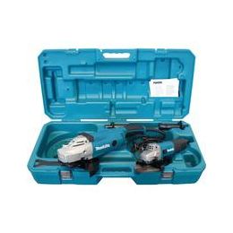 Makita Winkelschleifer-Set DK0052G (GA9020R + 9558NBR) blau/schwarz, 2.200 Watt Leistung/Spannung: 2.200 Watt Schleifscheiben: Ø 230 mm Griff: Seitlicher Zusatzgriff