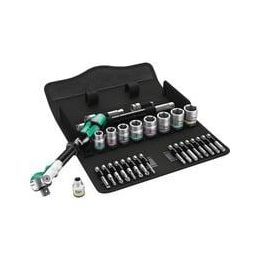 Wera 8100 SB 9 Zyklop Speed-Knarrensatz, z&ouml;llig, 3/8", Werkzeug-Set schwarz/gr&uuml;n, 29-teilig, Speed-Knarre mit schwenkbarem Kopf