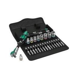 Wera 8100 SA 9 Zyklop Speed-Knarrensatz, z&ouml;llig, 1/4", Werkzeug-Set schwarz/gr&uuml;n, 28-teilig, Speed-Knarre mit schwenkbarem Kopf