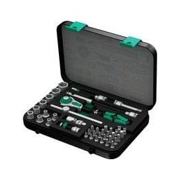 Wera 8100 SA 4 Zyklop Speed-Knarrensatz, z&ouml;llig, 1/4", Werkzeug-Set schwarz/gr&uuml;n, 41-teilig, Speed-Knarre mit schwenkbarem Kopf