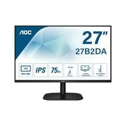 AOC 27B2DA, LED-Monitor 69 cm (27 Zoll), schwarz, FullHD, Adaptive-Sync, 75 Hz Sichtbares Bild: 69 cm (27 Zoll) Auflösung: 1920 x 1080 Pixel Reaktionszeit: 4 ms (GtG) Format: 16:9