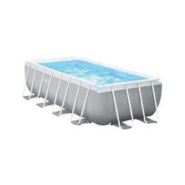 Intex Frame Pool Set Prism Rectangular 400 x 200 x 122cm, Schwimmbad hellgrau/blau, Kartuschenfilteranlage Wasserinhalt: 8.418 Liter Wassertiefe max.: 107 cm Filtersystem: Kartuschenfilter, 2.271 l/h Aufbau: Sicherheitsleiter, Ablassventil