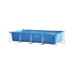 Intex Frame Pool Set Prism Rectangular 450 x 220 x 84cm, Schwimmbad blau, Kartuschenfilteranlage Wasserinhalt: 7.127 Liter Wassertiefe max.: 76 cm Filtersystem: Kartuschenfilter, 2.271 l/h Aufbau: Ablassventil