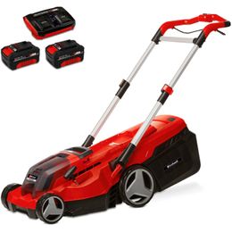 Einhell Akkurasenmäher RASARRO, 38 cm Schnittbreite, (Set), mit 2 Akkus und Twincharger, rot