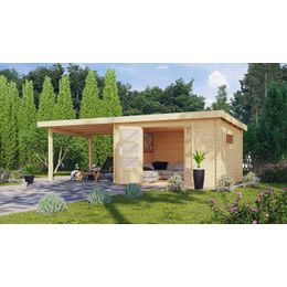 Karibu Gartenhaus "Tange 5" SET naturbelassen mit Schleppdach 300 cm Breite, BxT: 614,5x333 cm, aus hochwertiger nordischer Fichte, beige