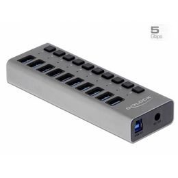 Delock 63670 10 Port USB-C® (USB 3.2 Gen 2) Multiport Hub Grau