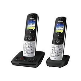 Panasonic KX-TGH722G - Schnurlostelefon - Anrufbeantworter mit Rufnummernanzeige/Anklopffunktion - DECTGAP - dreiweg Anruffunktion - Schwarz, Silber + zusätzliches Handset