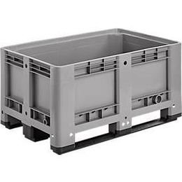 Industriebox, Euronorm, Volumen 330 l, bis 450 kg, stapelbar, mit 3 Kufen, geschlossen, L 1200 x B 800 x H 600 mm, Polyethylen, grau