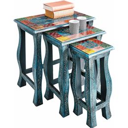 Beistelltisch Home Affaire Tische Gr. B/H/T: 56 cm x 51 cm x 35 cm, bunt (blau, bunt) Beistelltische