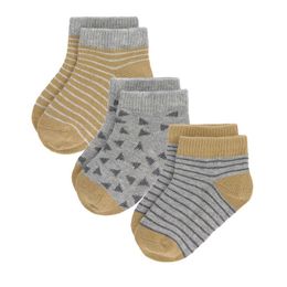 Lässig LÄSSIG - Socken SNEAKER MINI 3er-Set gestreift in curry/grau, Gr.15-18