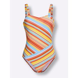 feel good Damen Badeanzug, papaya-aquamarin-gestreift, Gr&ouml;&szlig;e 48C