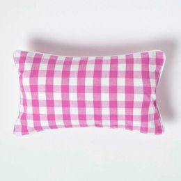 Homescapes Pink karierter Kissenbezug 30 x 50 cm aus 100% Baumwolle - Pink