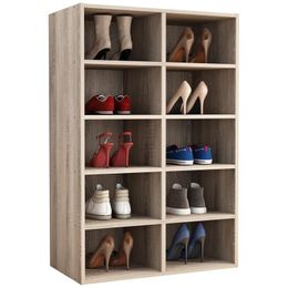 Vcm Holz Dielenschrank Schuhschrank Schuhregal Schuhkommode 10 Fächer Hinsol M (Farbe: Sonoma-Eiche)