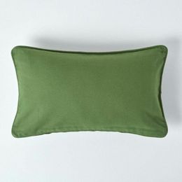 Homescapes Kissenbezug aus Baumwolle in Olivgrün, 30 x 50 cm - Olivgrün