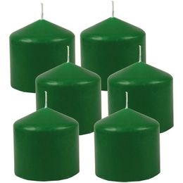 Hs Candle - Stumpenkerzen Wachskerzen Ø8cm x 8cm ( 6er Pack ) Grün - Lange Brenndauer, Hergestellt in eu, Kerzen Blockkerzen - Wachs Stumpen - Grün