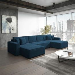 Wohnlandschaft Schlafsofa Sofa conor Stoff Kronos Dunkelblau