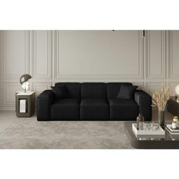 Sofa Designersofa celes 3-Sitzer in Stoff Scala Schwarz