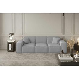 Sofa Designersofa celes 3-Sitzer in Stoff Opera Velvet Hellgrau