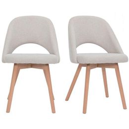 Miliboo Skandinavische Stühle aus beigem Stoff mit Samteffekt und massivem Buchenholz (2er-Set) cosette - Naturbeige