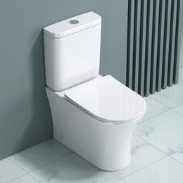 Doporro - Design Stand-WC Toilette Aachen179T bodenstehend Tiefspüler mit Silent-Close spülrandlose Toilette spülrandloses wc - Weiß | Modell AT176