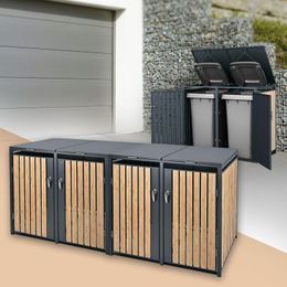 Mülltonnenbox für 4 Tonnen 240L 264x80x116,3 cm Stahl - ML-Design