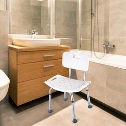 Skecten - Duschstuhl Badestuhl Duschhocker Duschsitz höhenverstellbar-Mit Rückenlehne [Weiß] - Weiß