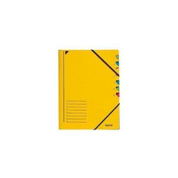 Leitz Ordnungsmappe DIN A4 350g/m² Pendareckarton recycelt Farbe: gelb Farbe des Fächerblocks: mehrfarbig 7 Fächer