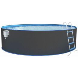 Stahlwand Swimming Pool Set Nuovo rund anthrazit ø 350 x 120 - Steinbach