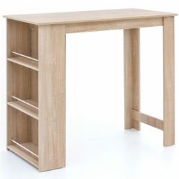 Bartisch 120 x 60 cm Stehtisch Holz Küchenbartisch, Bartresen mit integriertem Regal, Tresentisch mit Bar, Tresen Küchen Tisch - FineBuy