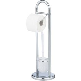 Wenko - Stand WC-Garnitur Siena Chrom, Silber glänzend, Stahl glänzend , Polypropylen satiniert - silber glänzend