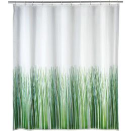 Anti-Schimmel Duschvorhang Nature, Textil (Polyester), 180 x 200 cm, waschbar, Grün, Polyester weiß grün - grün - Wenko