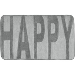 Badteppich Memory Foam Happy, Concrete Grey, 50 x 80 cm, Grau, Polyester grau, Polyurethan , Kunststoff (sbr) - grau - Wenko