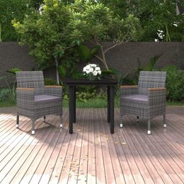 Bonnevie - 3-tlg. Garten-Essgruppe mit Auflagen Poly Rattan und Glas vidaXL877602