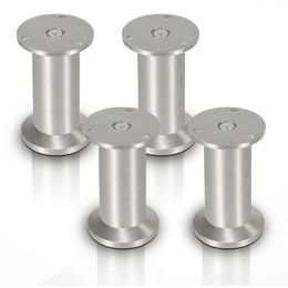 HENGDA 4er Set Möbelfüße Tischbeine Sockelfuß Tischfuß Möbel Aluminium.Höhe:150 mm Durchmesser: 40 mm Höhenverstellung: + 15 mm