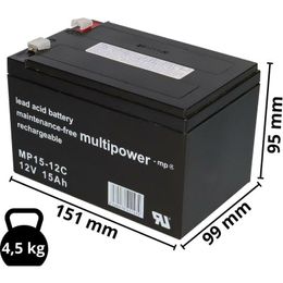 Multipower Akku kompatibel E-Mobil Reha Dietz Schiebehilfe 12V 15Ah