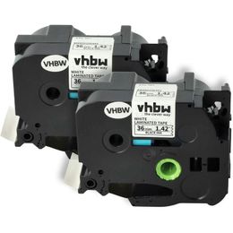 vhbw 2x Schriftband-Kassette kompatibel mit Brother P-Touch 550A, 9200, 9500, 9200DX, 550, 9200PC, 3600 Etiketten-Drucker 36mm Schwarz auf Weiß