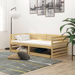 Bett Tagesbett mit Schubladen - Jugendbett Bettgestell 90x200 cm Massivholz Kiefer BV752341 Bonnevie